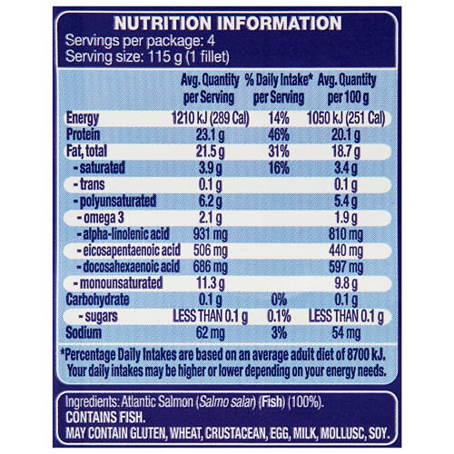 Fresh Tasmanian Salmon Fillets Skin On 4 Pack 460g